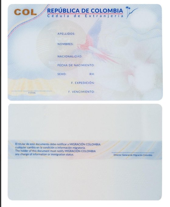 Colombia presenta nueva imagen de la cédula de extranjería con estándar ...